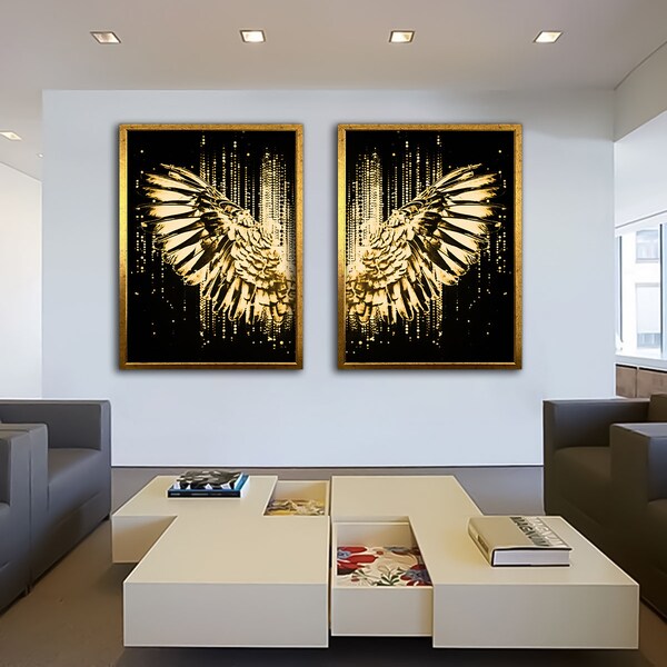 Golden Angel Wings Painting - Etsy