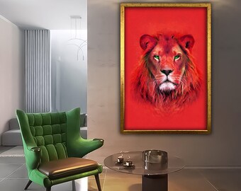 Red Lion Painting - Etsy