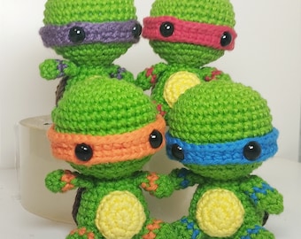 Mini Amigurumi Turtles Crochet Small Turtle Ninja Plushies or Keychain ...