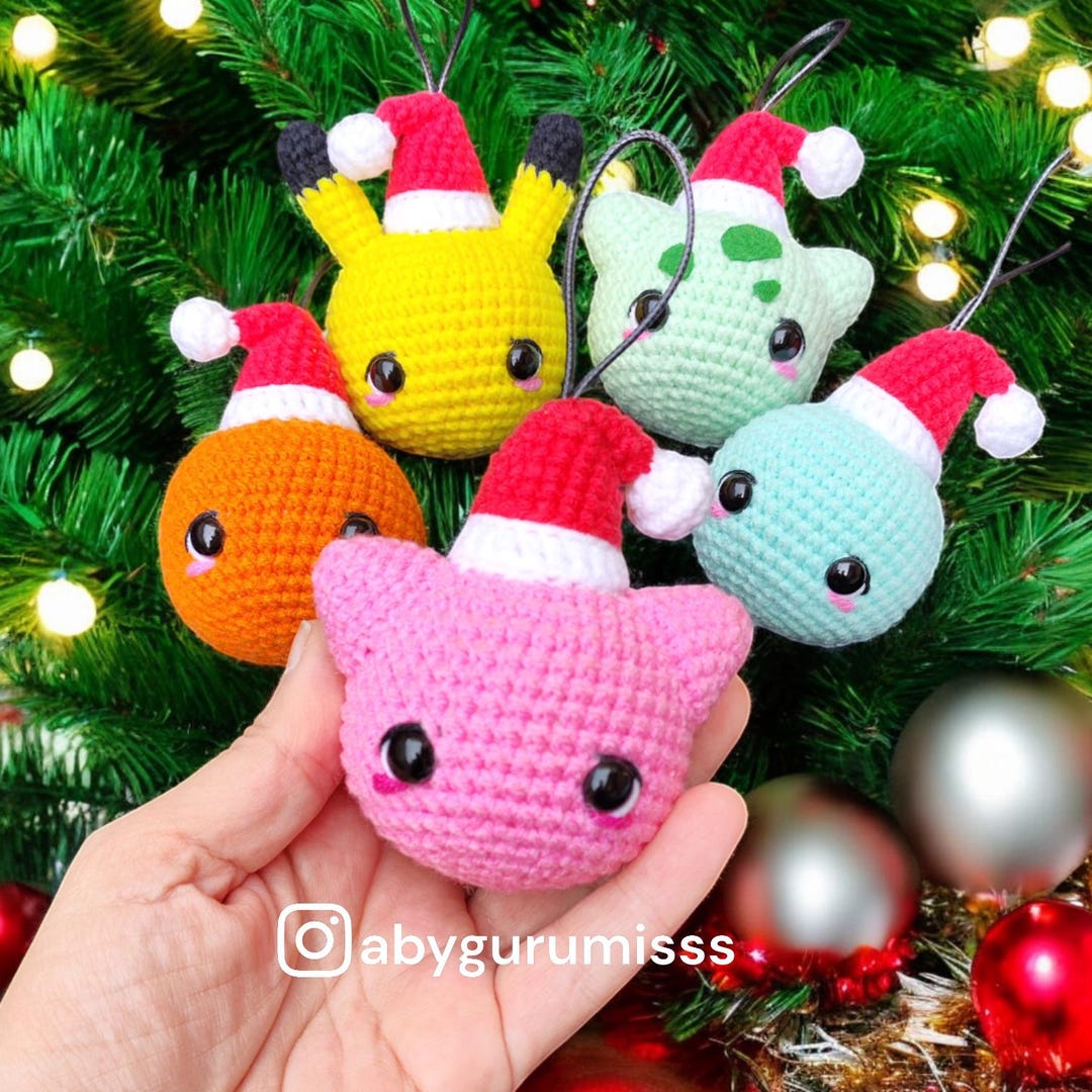 Little Pokemon Mew Keychain Crochet Doll Ganchillo Kawaii Mew Pikachu ...