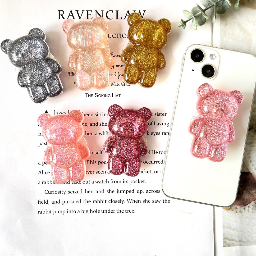 Bear Mobile Phone Grip, 3D Cute Bear Colorful Bear Holder, Transparent ...