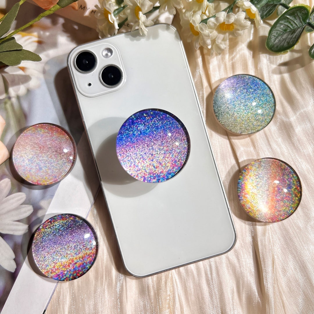 Round Mobile Phone Grip, Galaxy Design, Transparent Resin Folding ...