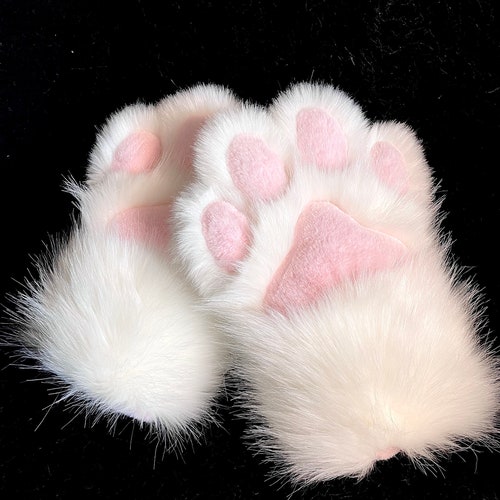 White Purple Pink Stripe Paws Furry Gloves Cosplay Gloves - Etsy