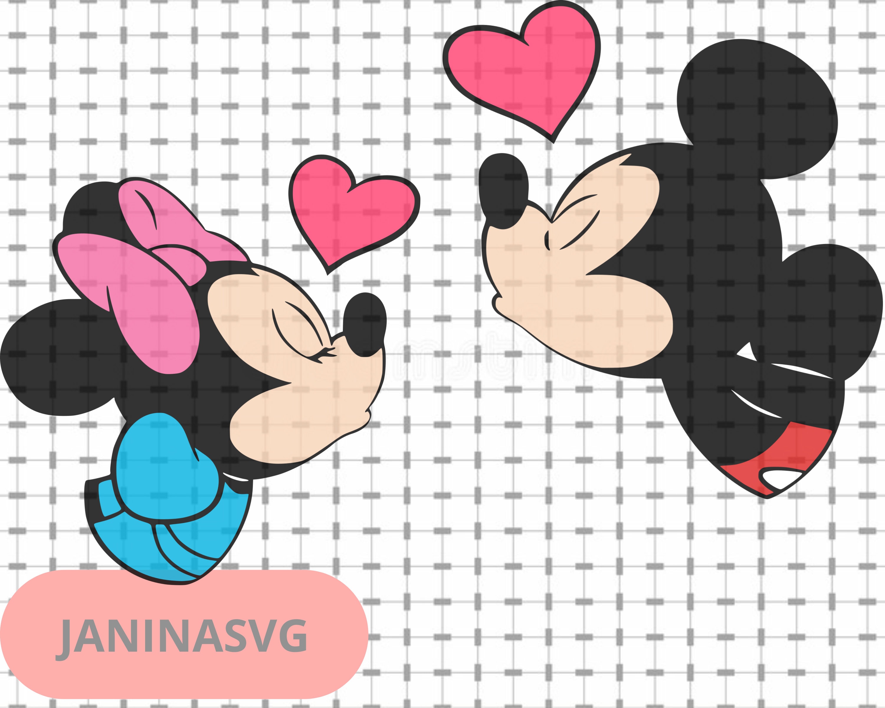 Mickey y Minnie besan corazón svg clipart archivos svg png - Etsy España