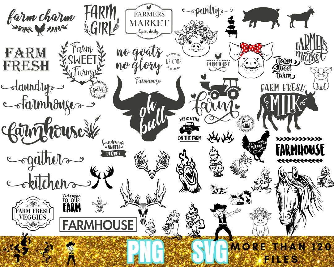 Farm Big Bundle SVG Animal Silhouette Animal SVG Farm - Etsy