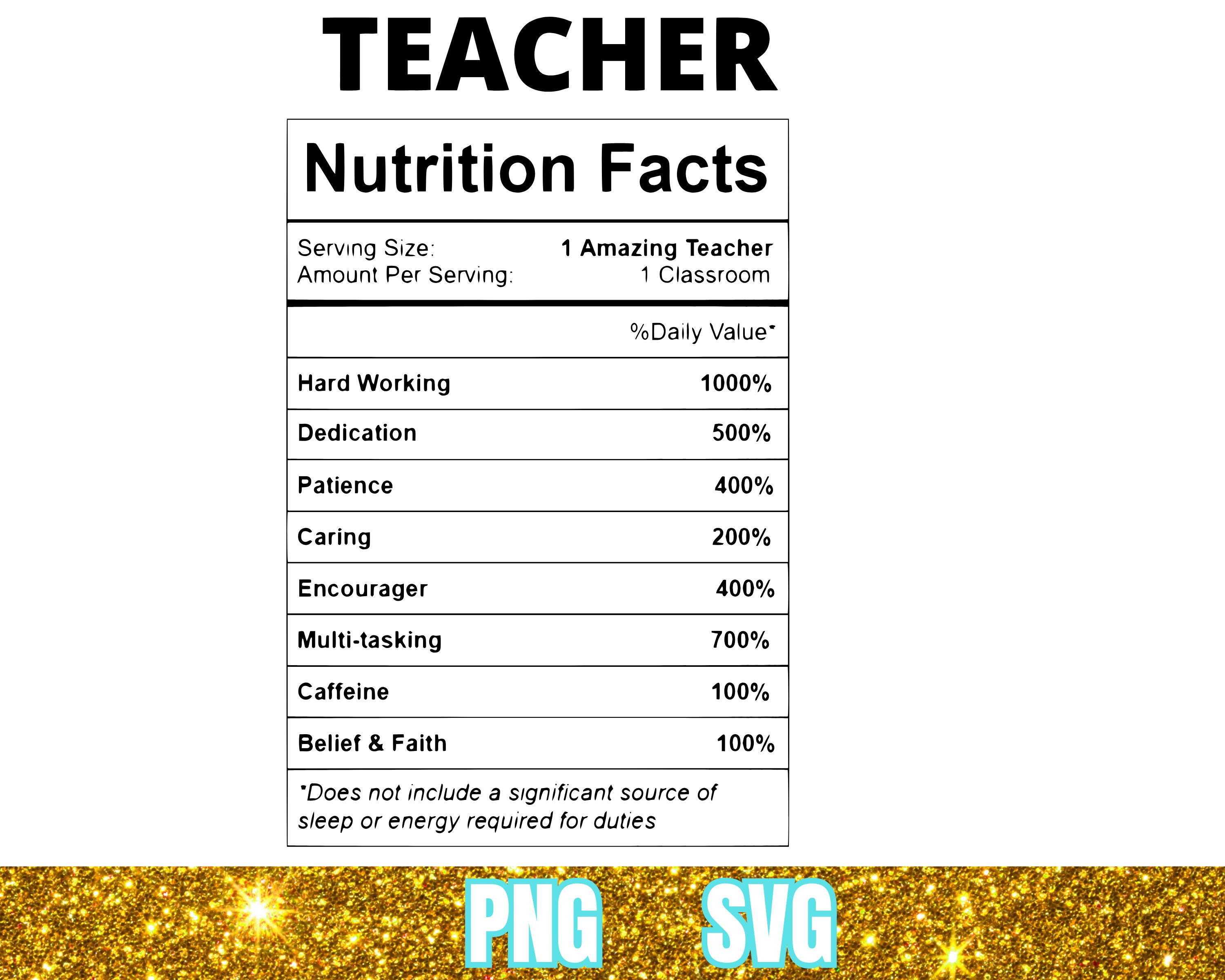 Teacher Svg Teacher Nutrition Facts Svg, Funny Teacher Cut File ...