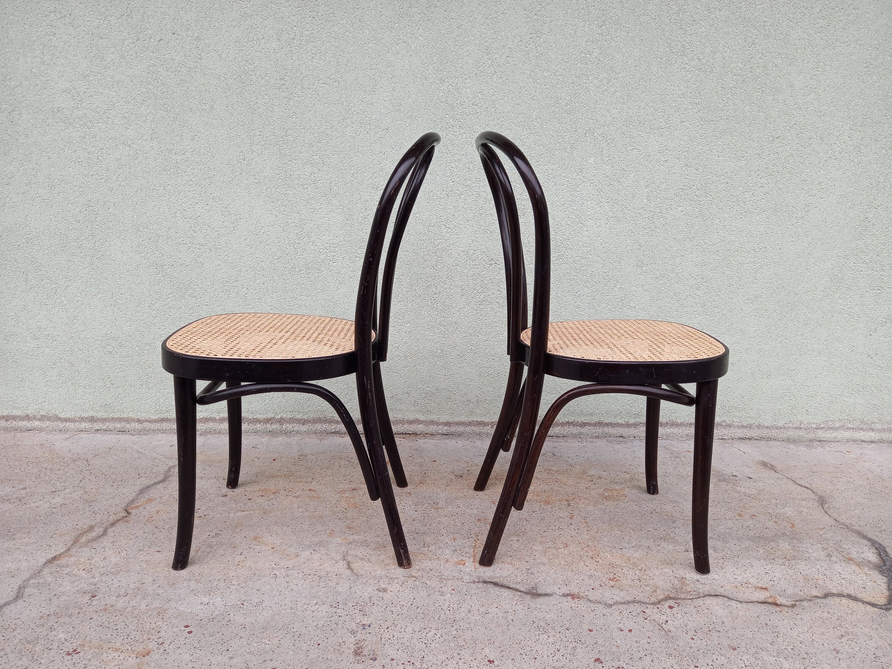 1 of 2 Black Vintage Thonet Chairs With Cane Seat by Stol - Etsy