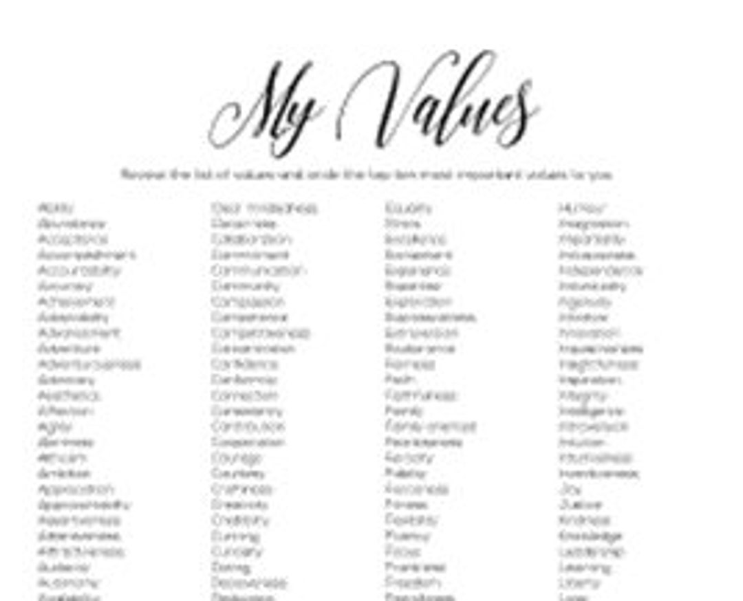 My Values Coaching Worksheet - Etsy