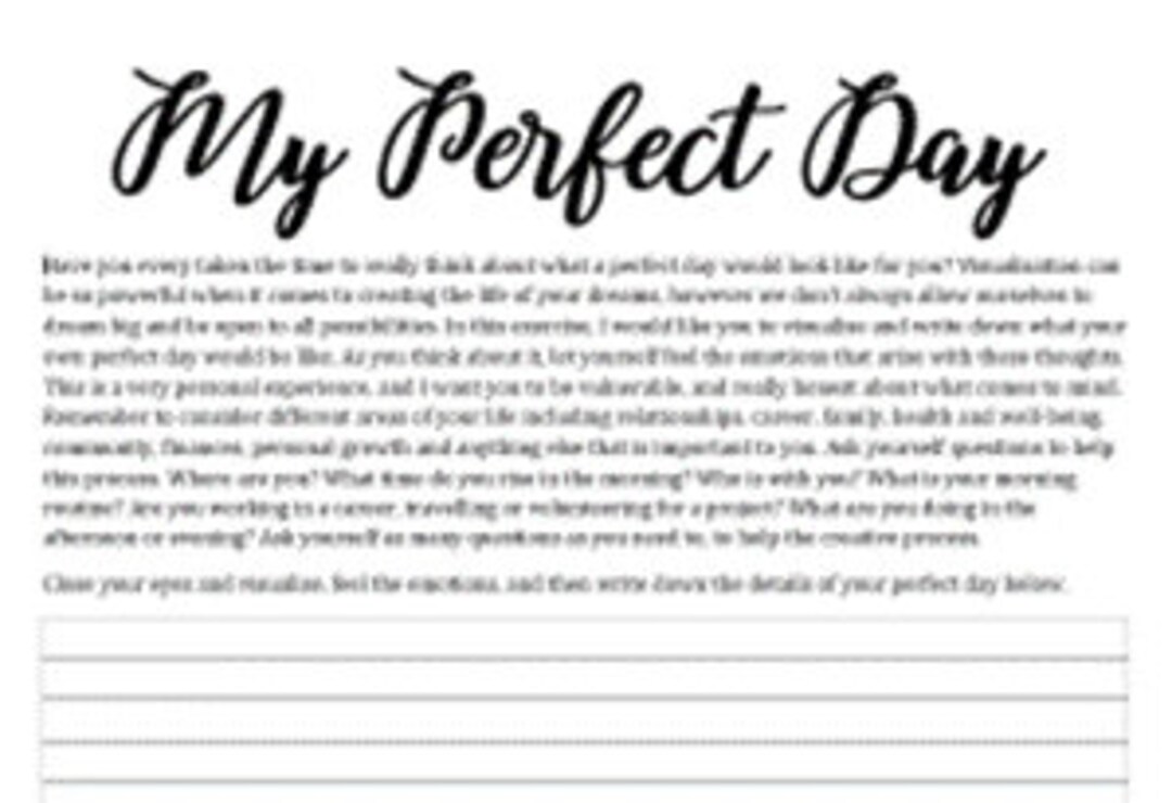 My Perfect Day Coaching Worksheet - Etsy
