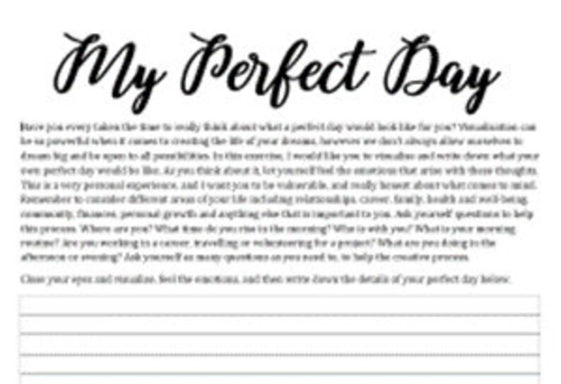My Perfect Day Coaching Worksheet - Etsy