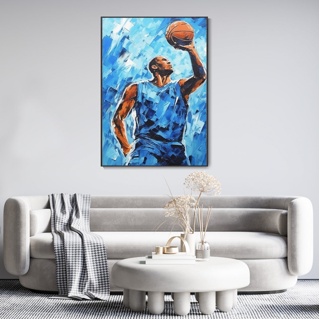 Modern NBA Art Large Blue Texture Wall Art Custom Basketball - Etsy