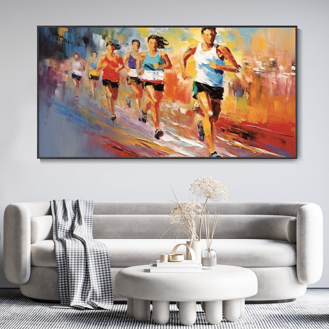 Modern Marathon Art Large Running Race Wall Art Custom Boho - Etsy