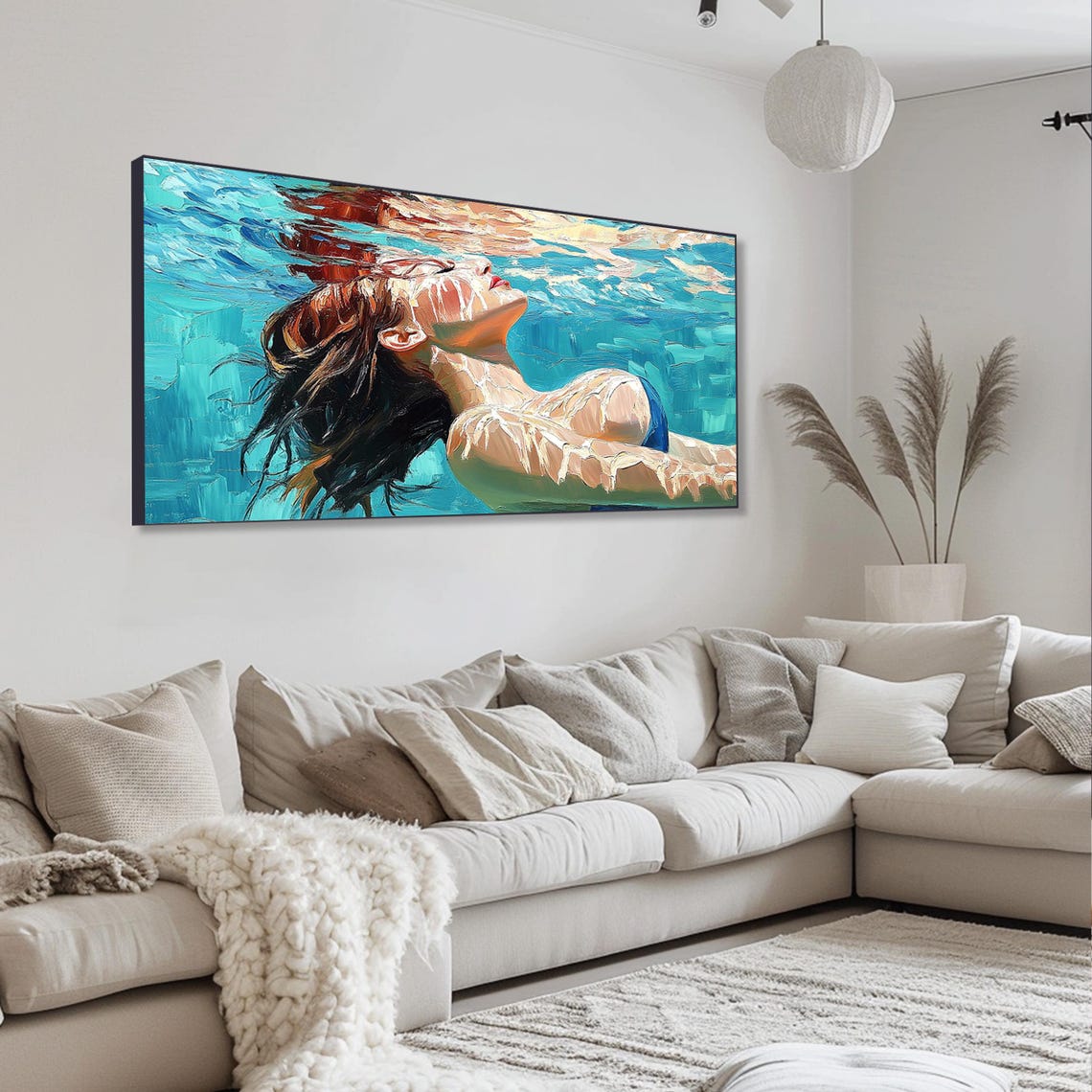 Female Diver Portrait Blue Ocean Nature Scene Wall Art Bikini Beauty ...