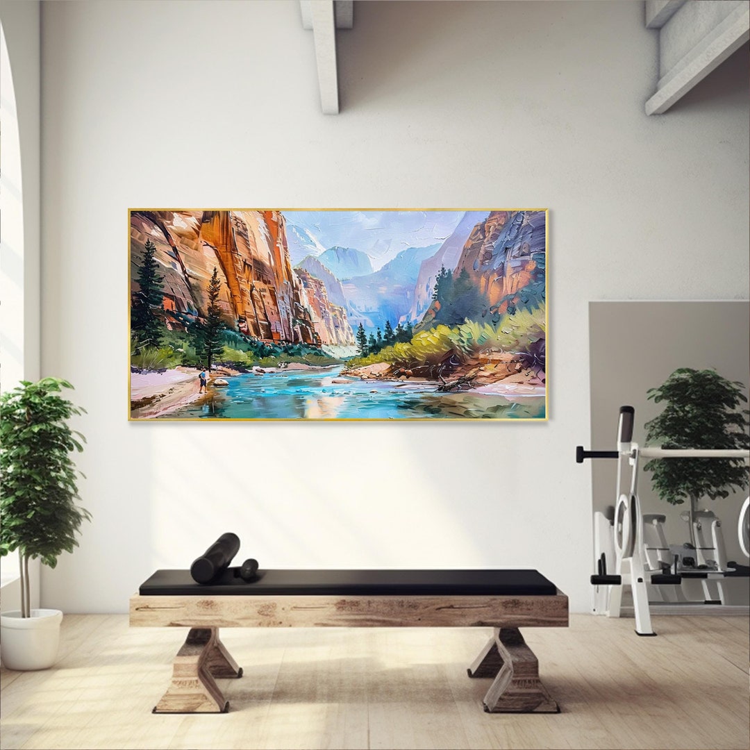 Outdoor Canyon Landscape Canvas Oil Painting Climbing Mecca Hand Art ...