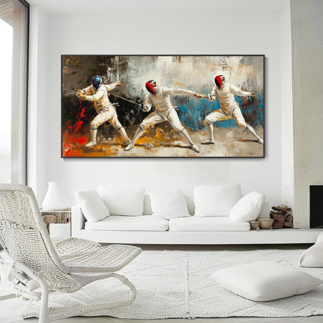 Custom Fencing Athlete Portrait Hand Vintage Texture Wall Art Abstract ...