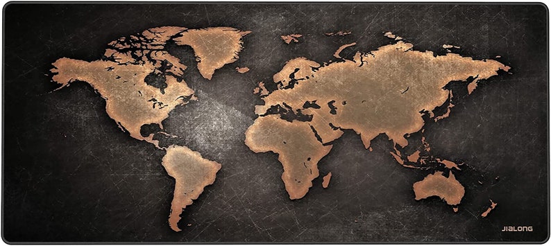 Large Gaming Mouse Pad, World Map, Stitched Edges, Extended Mousepad ...