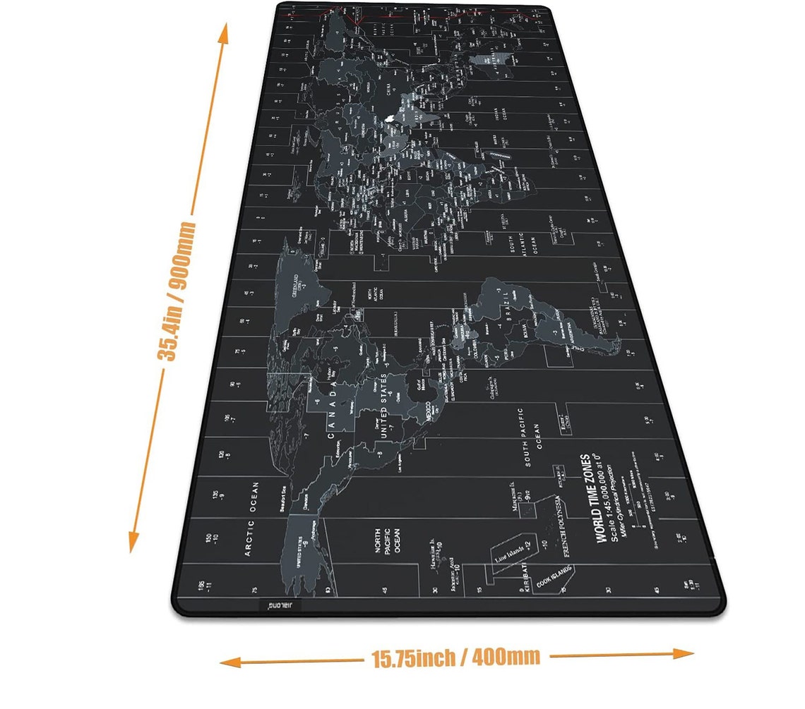 Large Gaming Mouse Pad, World Map, Stitched Edges, Extended Mousepad ...