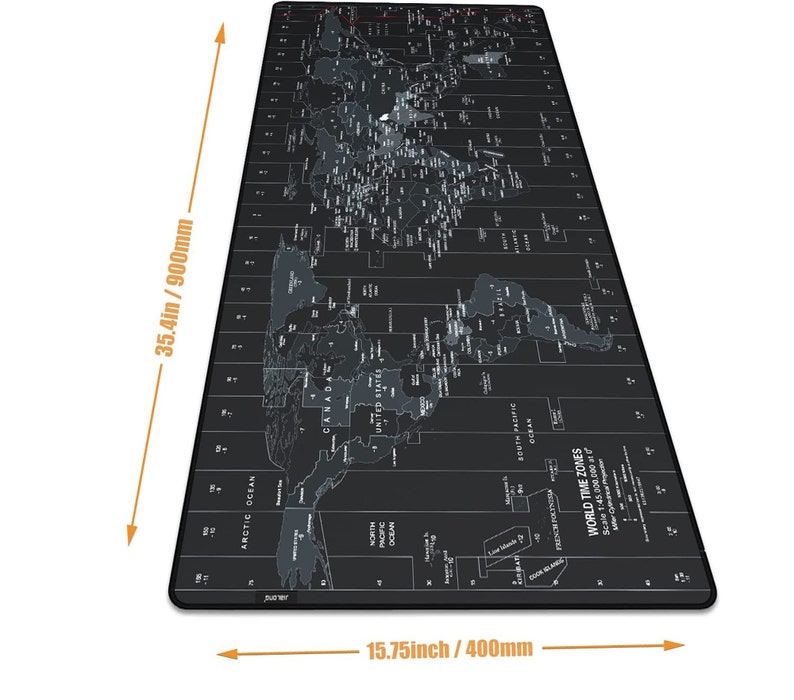 Large Gaming Mouse Pad, World Map, Stitched Edges, Extended Mousepad ...