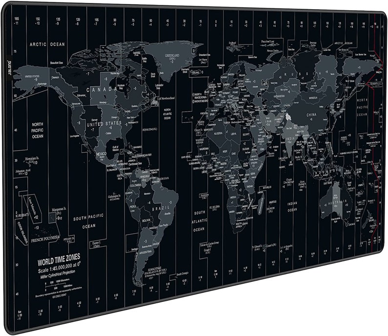 Large Gaming Mouse Pad, World Map, Stitched Edges, Extended Mousepad ...