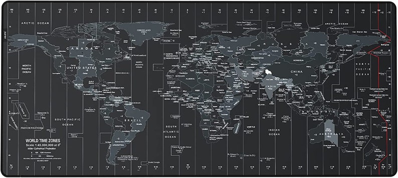 Large Gaming Mouse Pad, World Map, Stitched Edges, Extended Mousepad ...