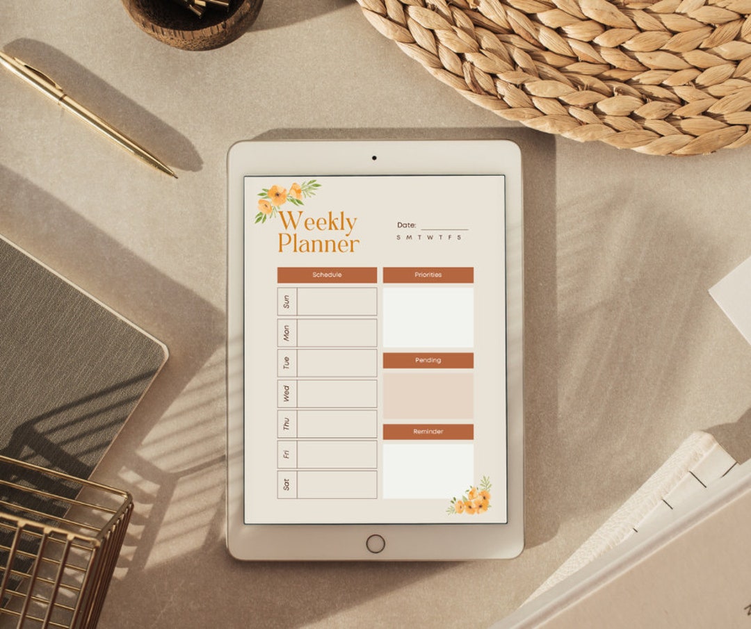 Autumn Digital Weekly Planner, Printable Planner, Downloadable Planner ...