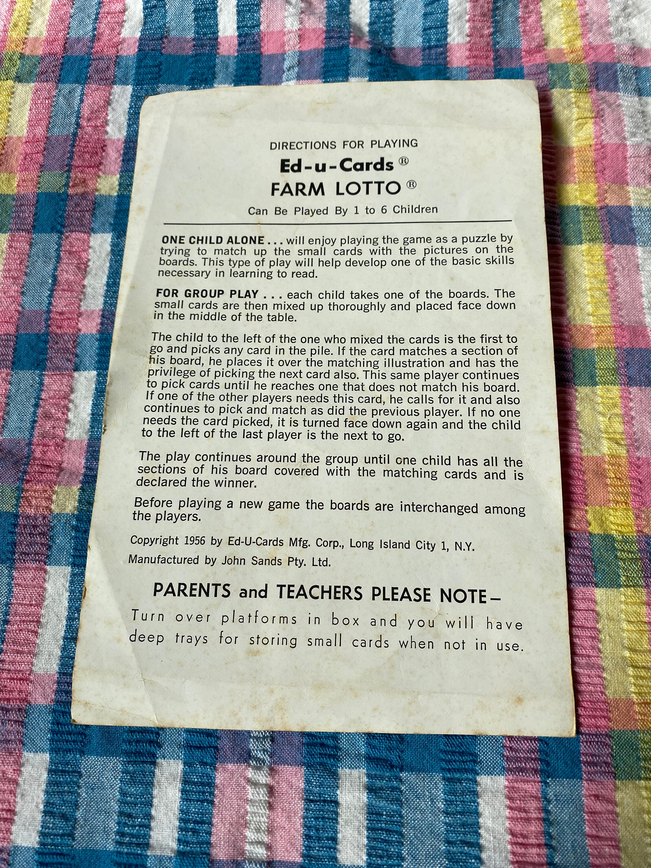 1960s Vintage Childrens Educational Games Farm Lotto & - Etsy