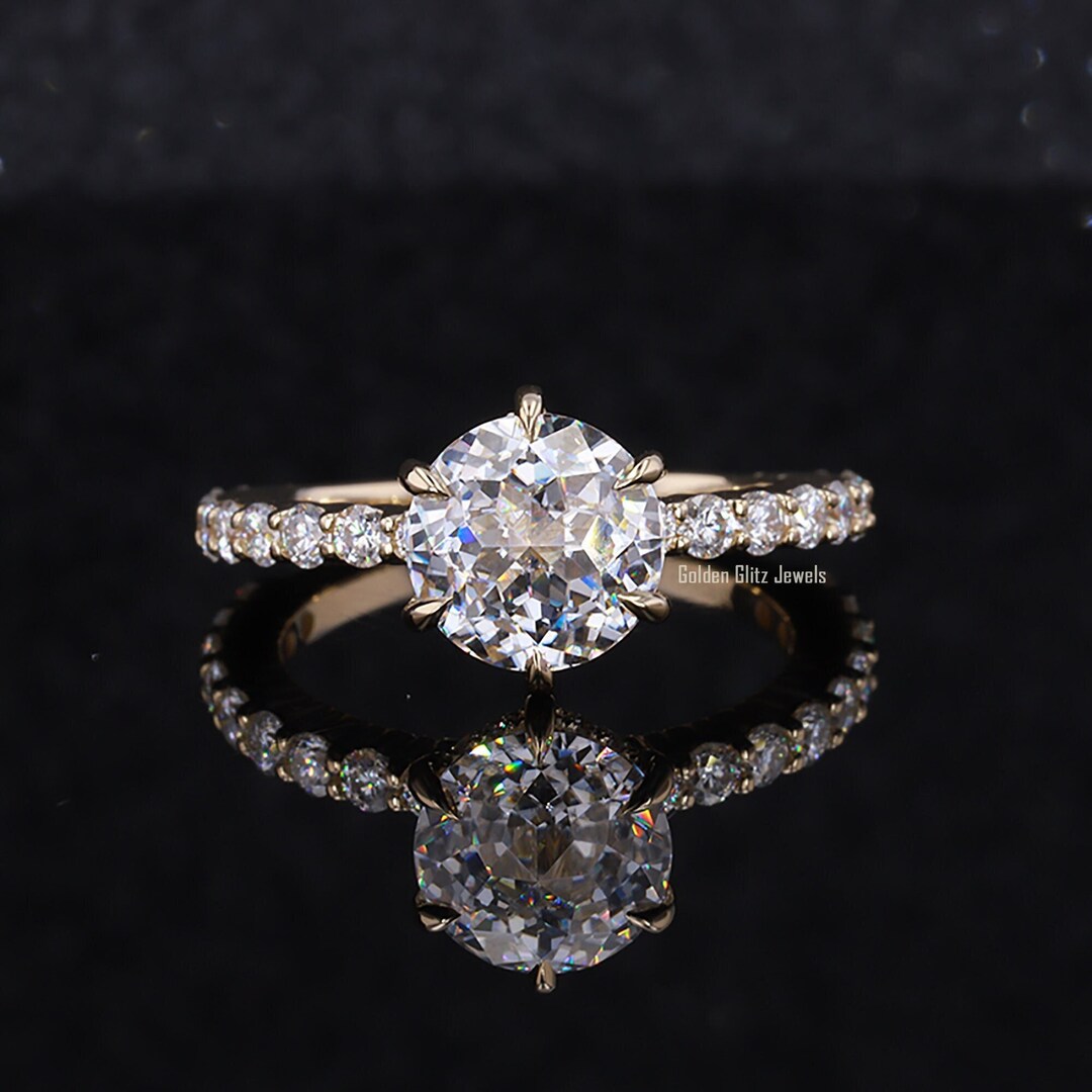 Bubble Prong Set Hidden Halo Wedding Ring, Jubilee Cut 1.75 Carat ...