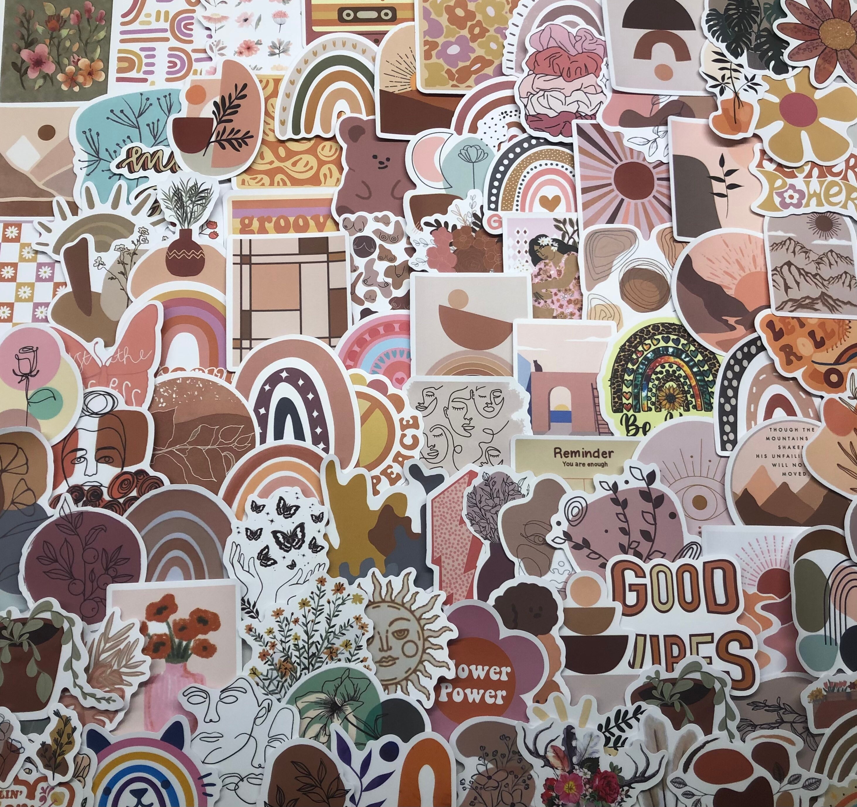 10-30 Boho Neutral Beige and Pastel Aesthetic Stickers - Etsy