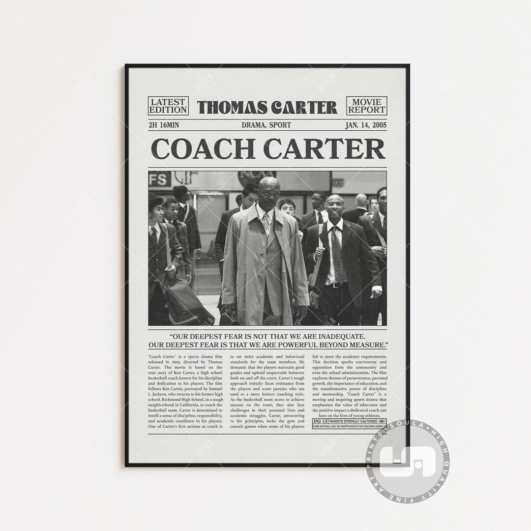 Coach Carter Poster Thomas Carter Retro Newspaper Movie - Etsy