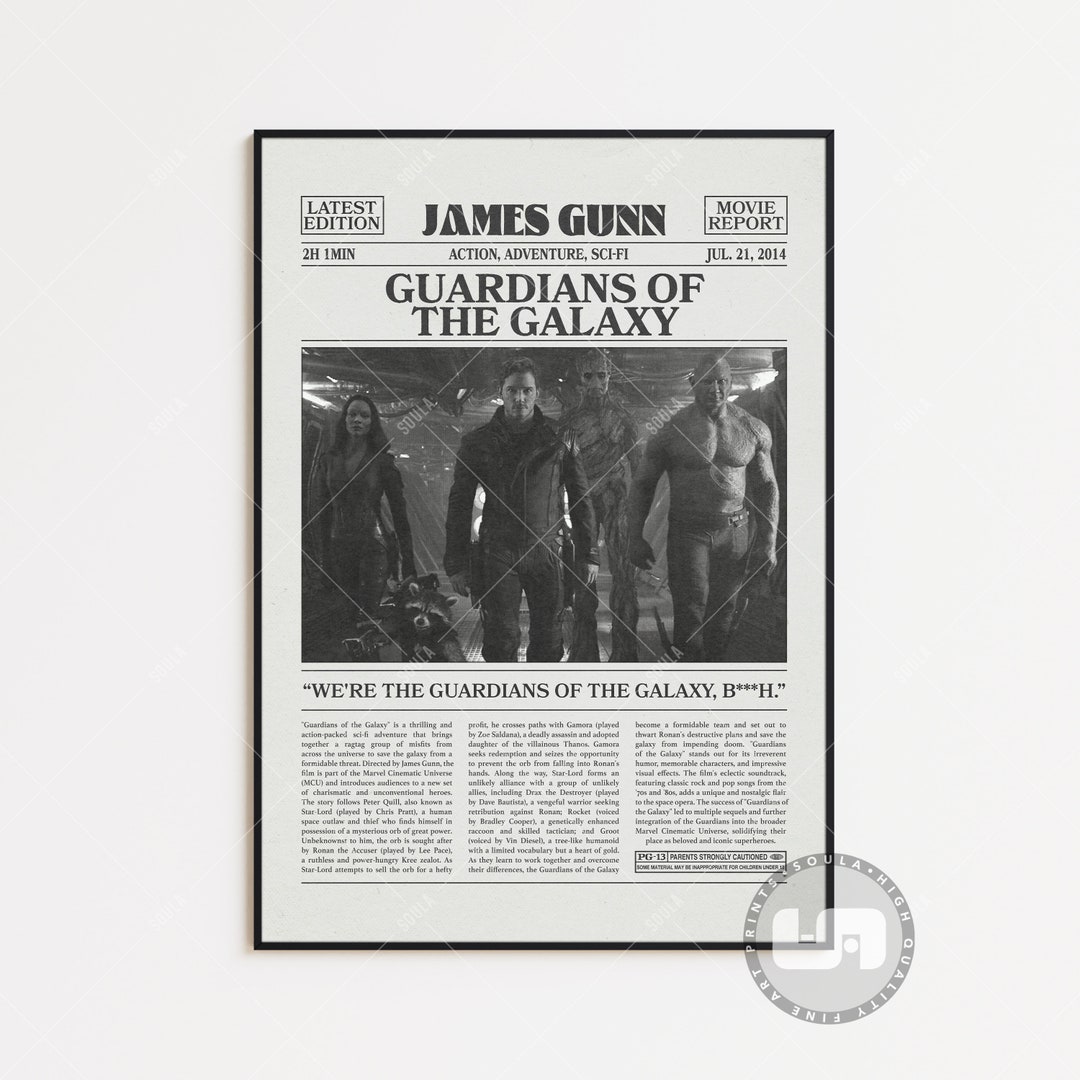 Guardians of the Galaxy Poster James Gunn Retro Newspaper - Etsy