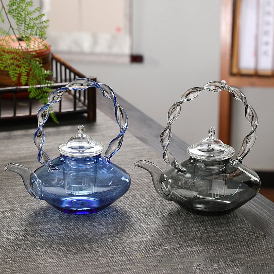 Hand Blown Glass Teapot Klein Blue Glass Teapot Glass Etsy