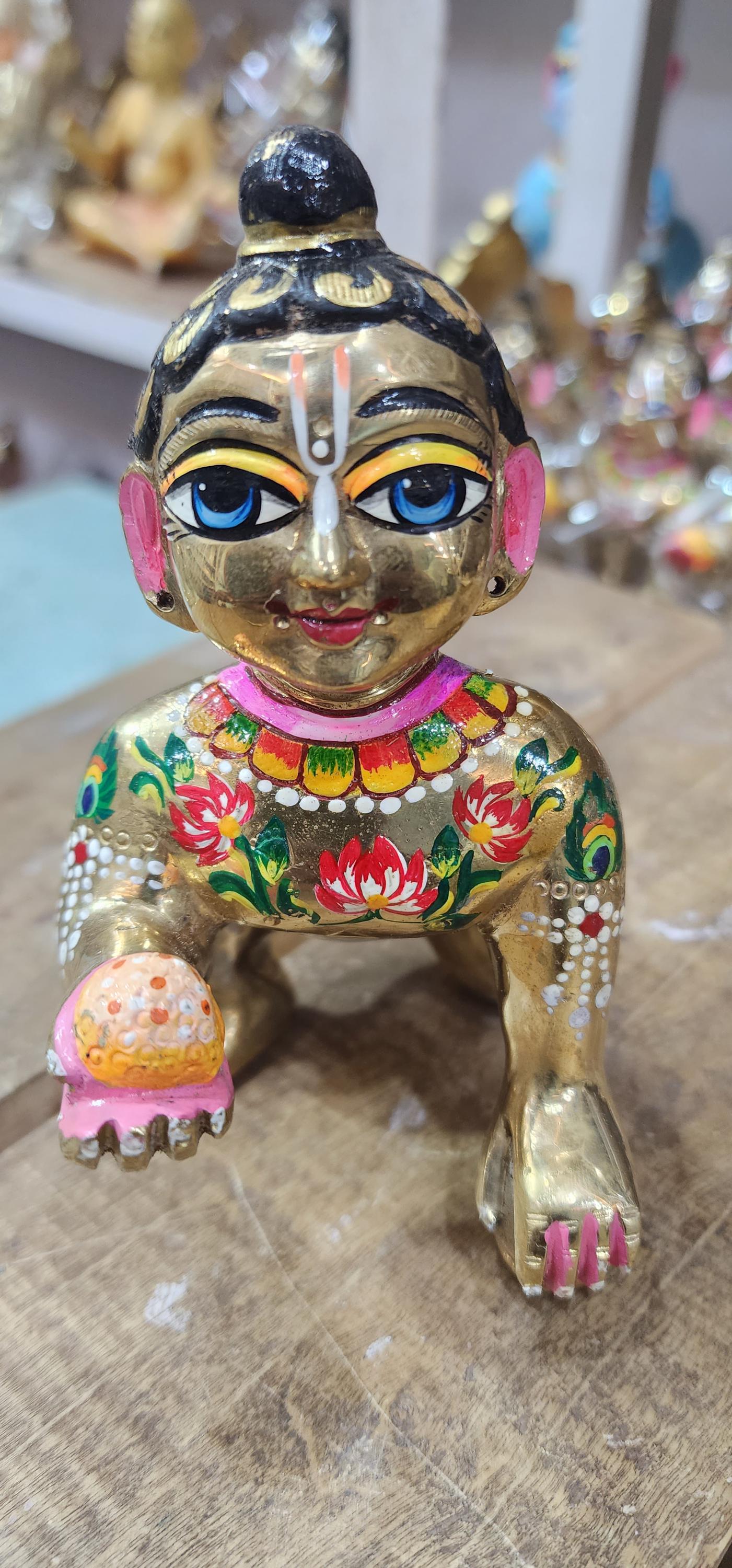 5inch Brass Laddu Gopal Deity , Vrindavan Bal Gopal , Baby Krishna ...