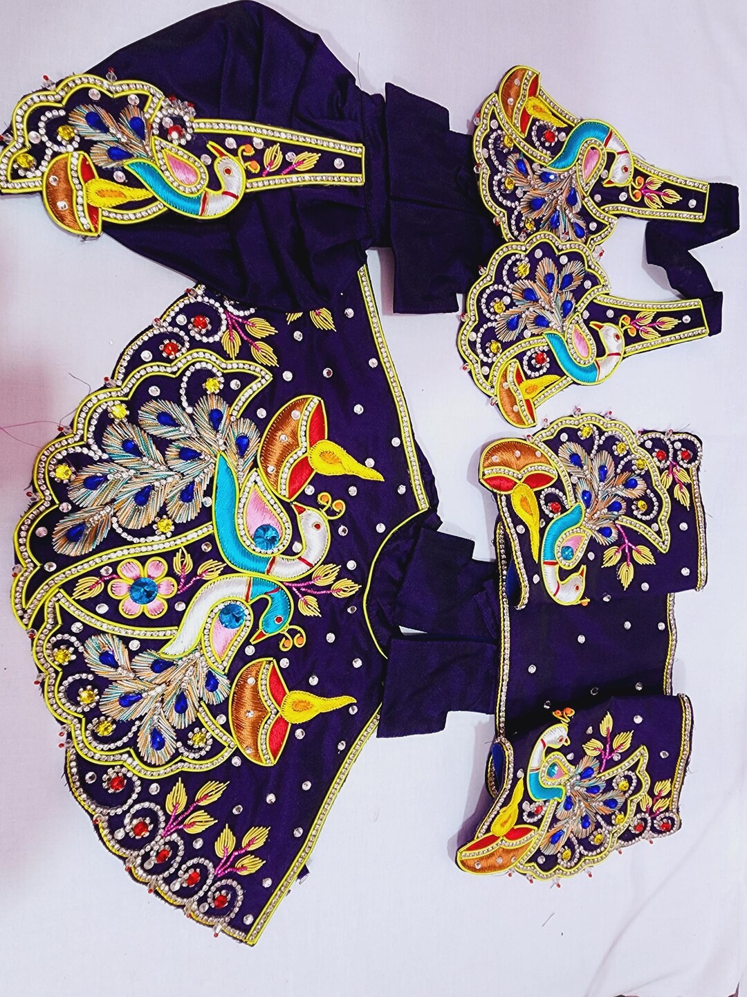 Radha Krishna Very Heavy Devotional Dress – Exquisite Embroidery on ...