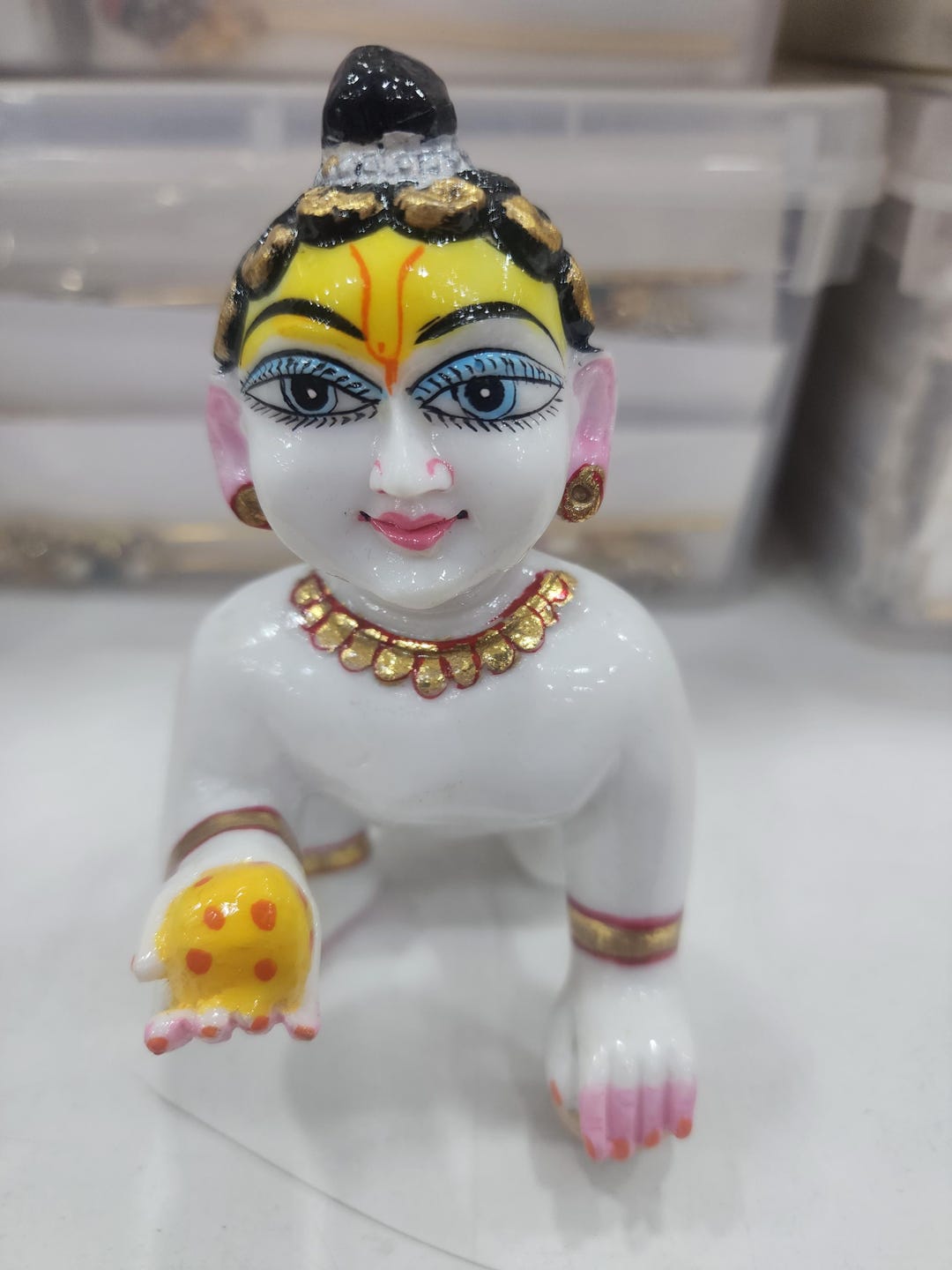 Handcrafted 5inch/13cm Laddu Gopal Fiber Idol – Vrindavan Krishna Murti ...