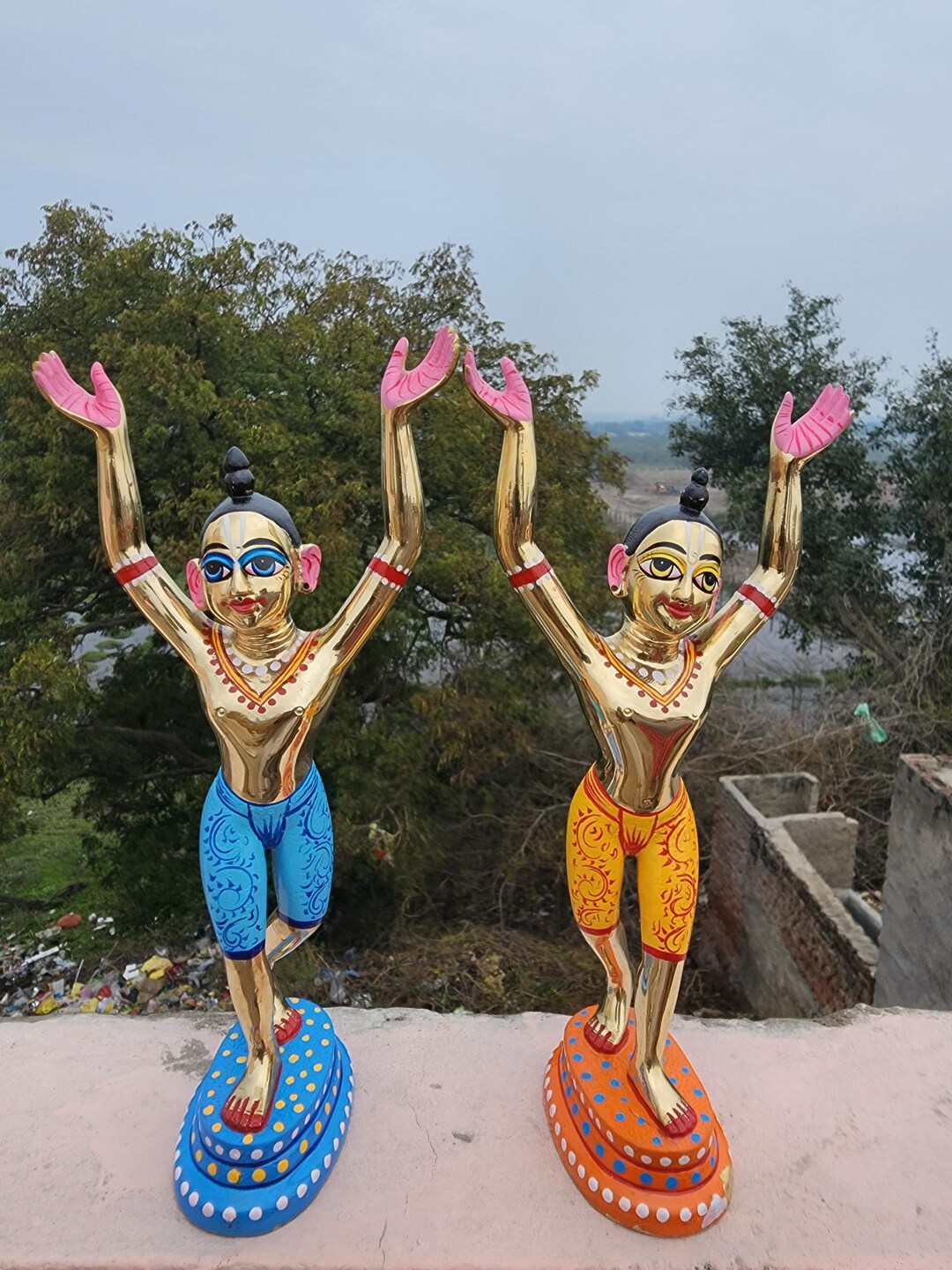 Beautiful 9-inch Solid 3 Metal Gaura Nitai Idol – Hand-painted ...