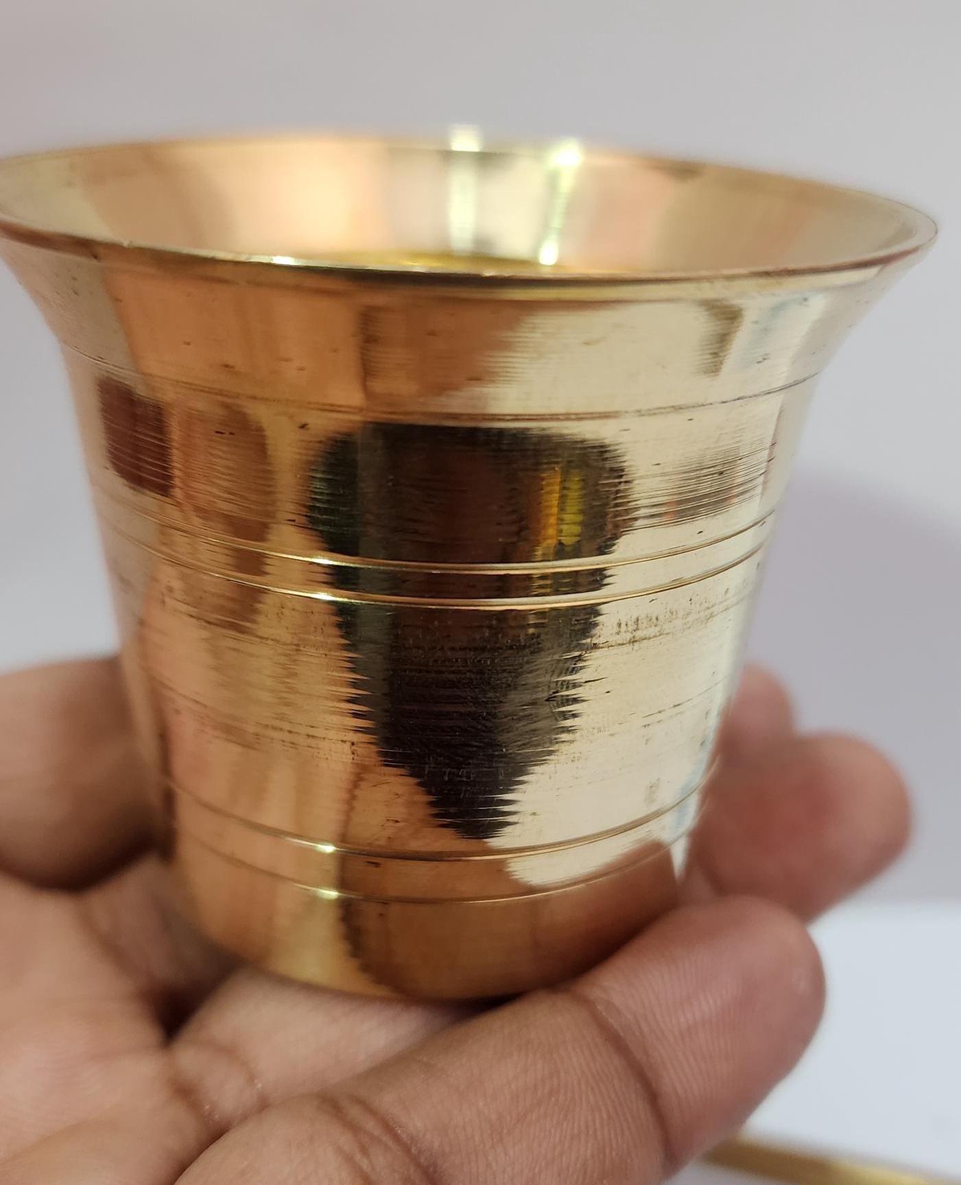 3-inch Brass Panchpatra Set With 5-inch Spoon | Handcrafted in ...