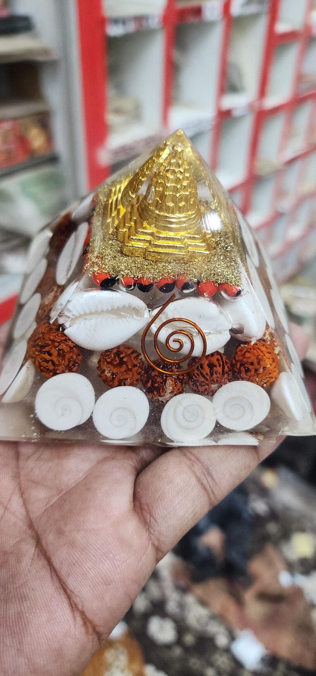 Crystla Pyramid Gomti Chakra With Laxmi Pyramid Shri Yantra , Rudraksh ...