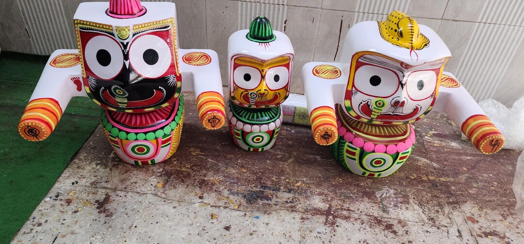 Beautiful 14-inch Neem Wood Jagannath Baldev Subhadra Deities ...