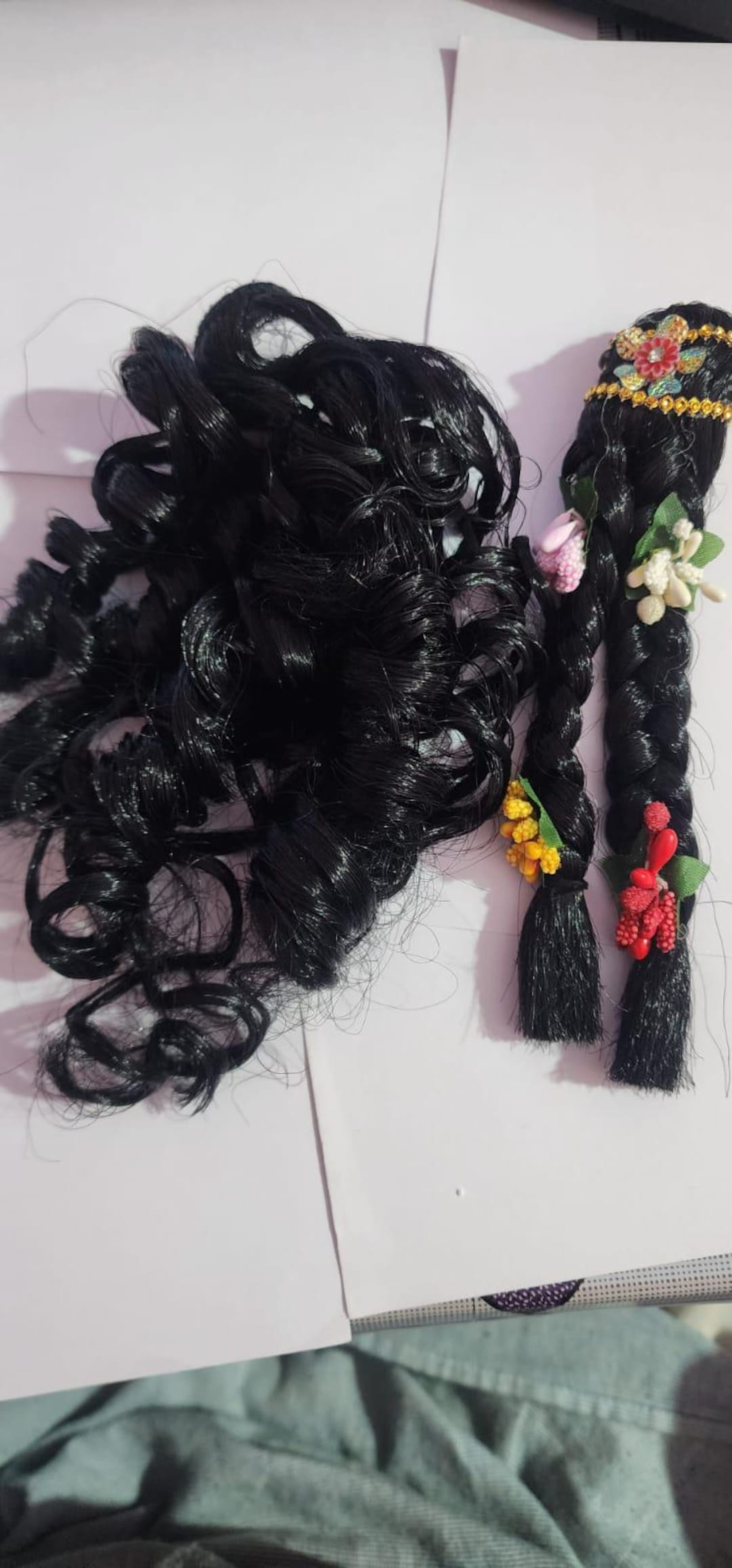 Radha and Krishna Hair for 11-12 Inch Deity , Radha Krishna Artificial ...