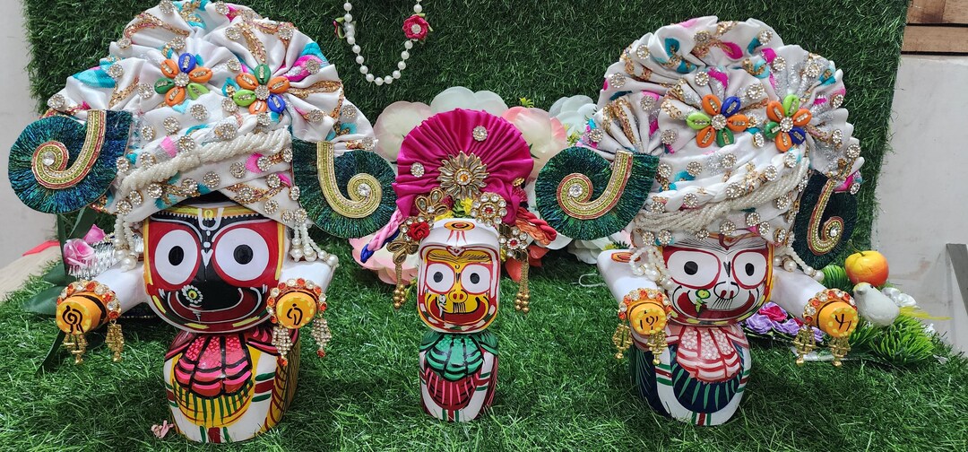 Beautiful 6-inch Neem Wood Jagannath Baldev Subhadra Deities – Handmade ...