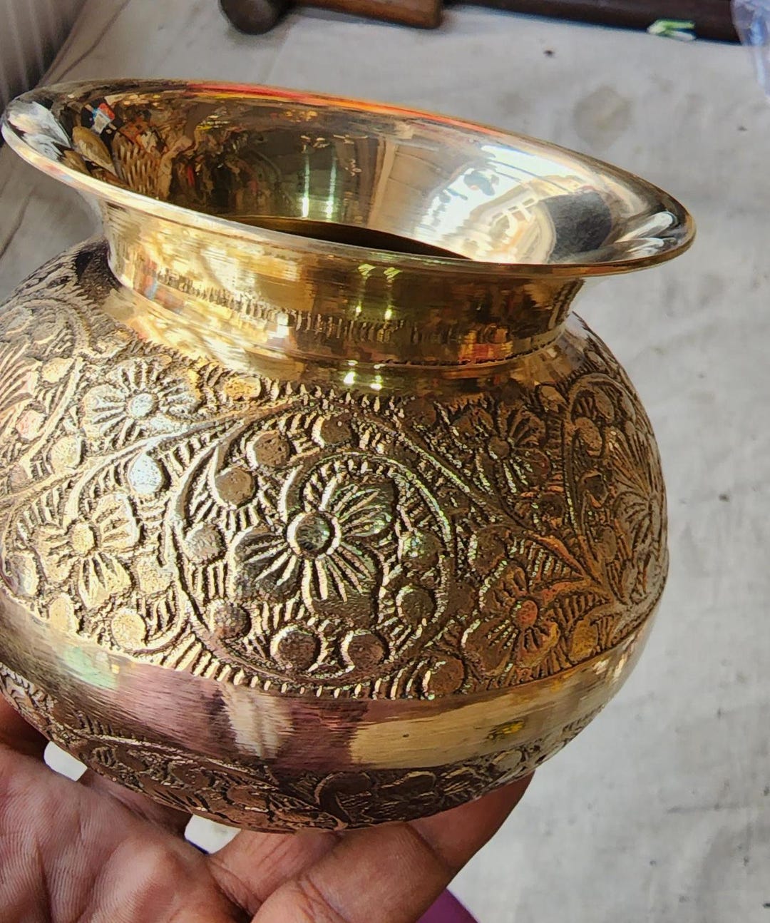 Antique Brass Lota , Brass Kalash With Unique Design , Vrindavan Made ...