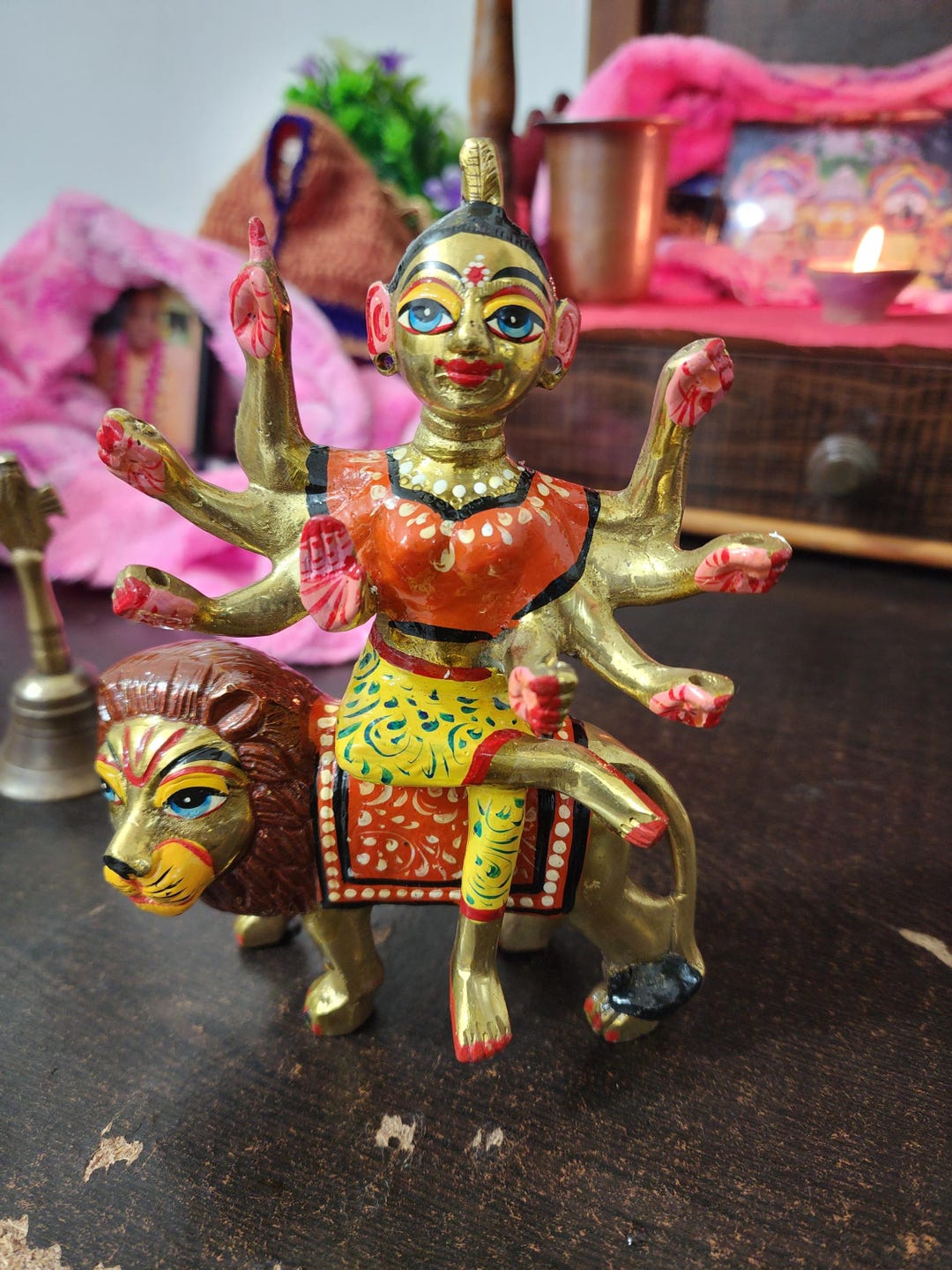6inch/15cm Brass Handmade Durga Devi Murti From Vrindavan Dham , Devi ...