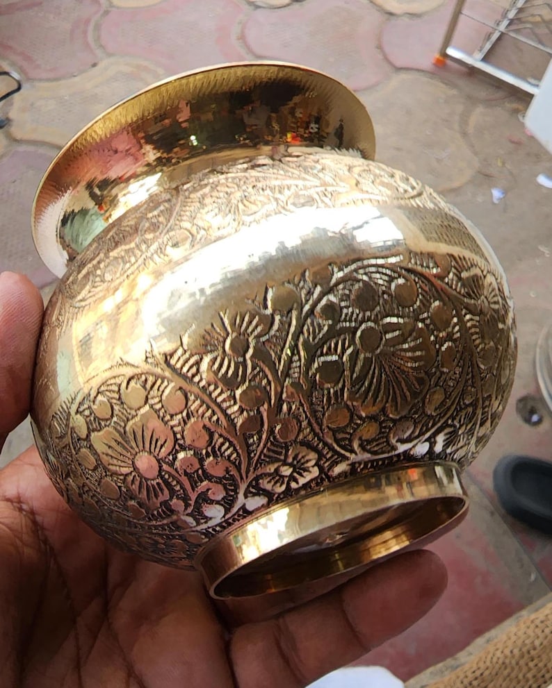 Antique Brass Lota , Brass Kalash With Unique Design , Vrindavan Made ...