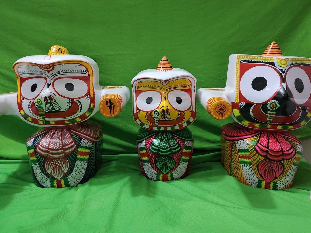 Beautiful 12-inch Neem Wood Jagannath Baldev Subhadra Deities ...