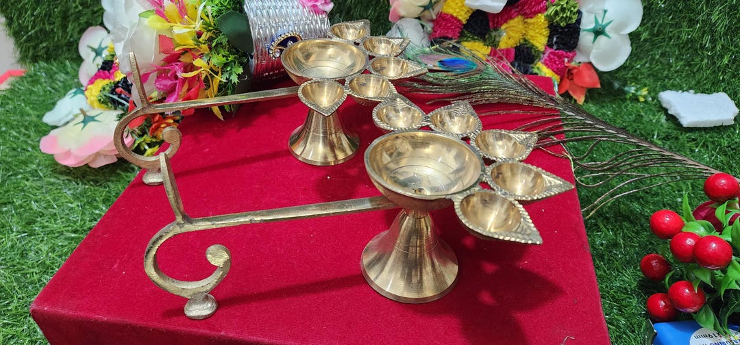 Brass Five Face Brass Diya , Panch Diya , Pooja Diya , Peetal Diya Item ...