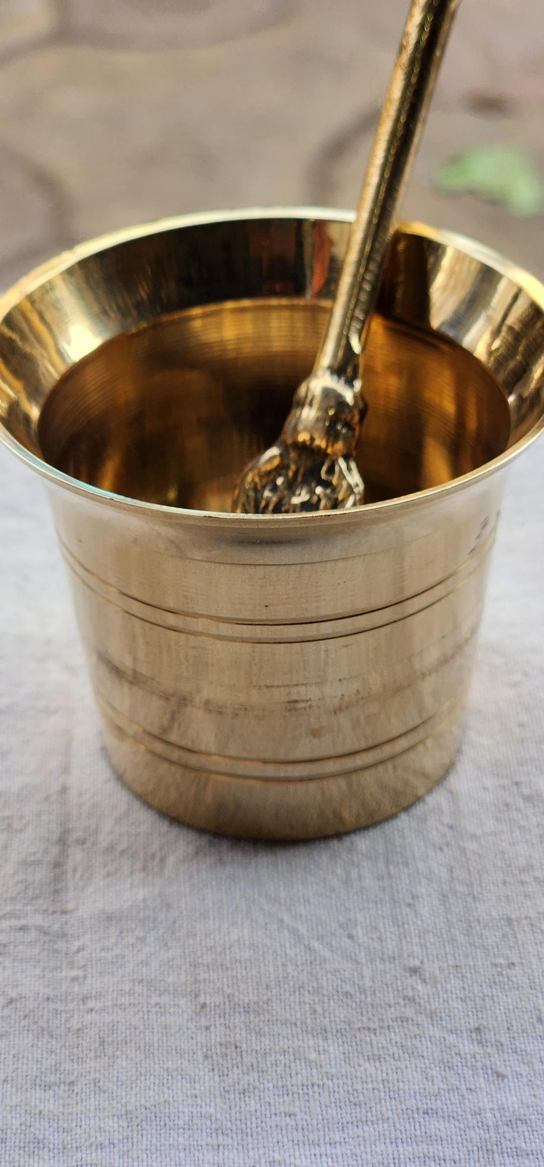 2-inch Brass Panchpatra Set With 5-inch Spoon | Handcrafted in ...