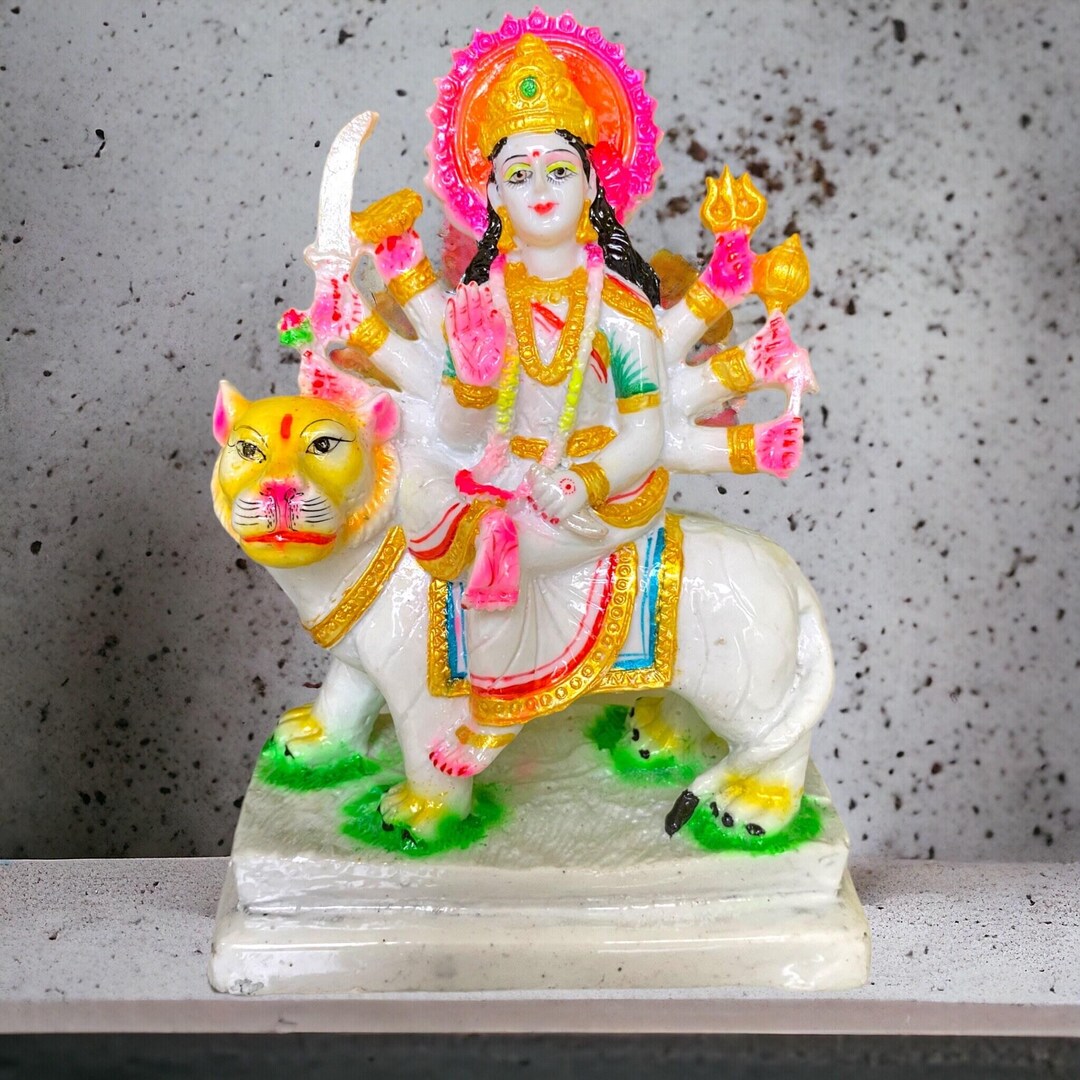 9inch Marble Dust Durga Devi , Durga Mata With Lion Mad Ein Vrindavan ...