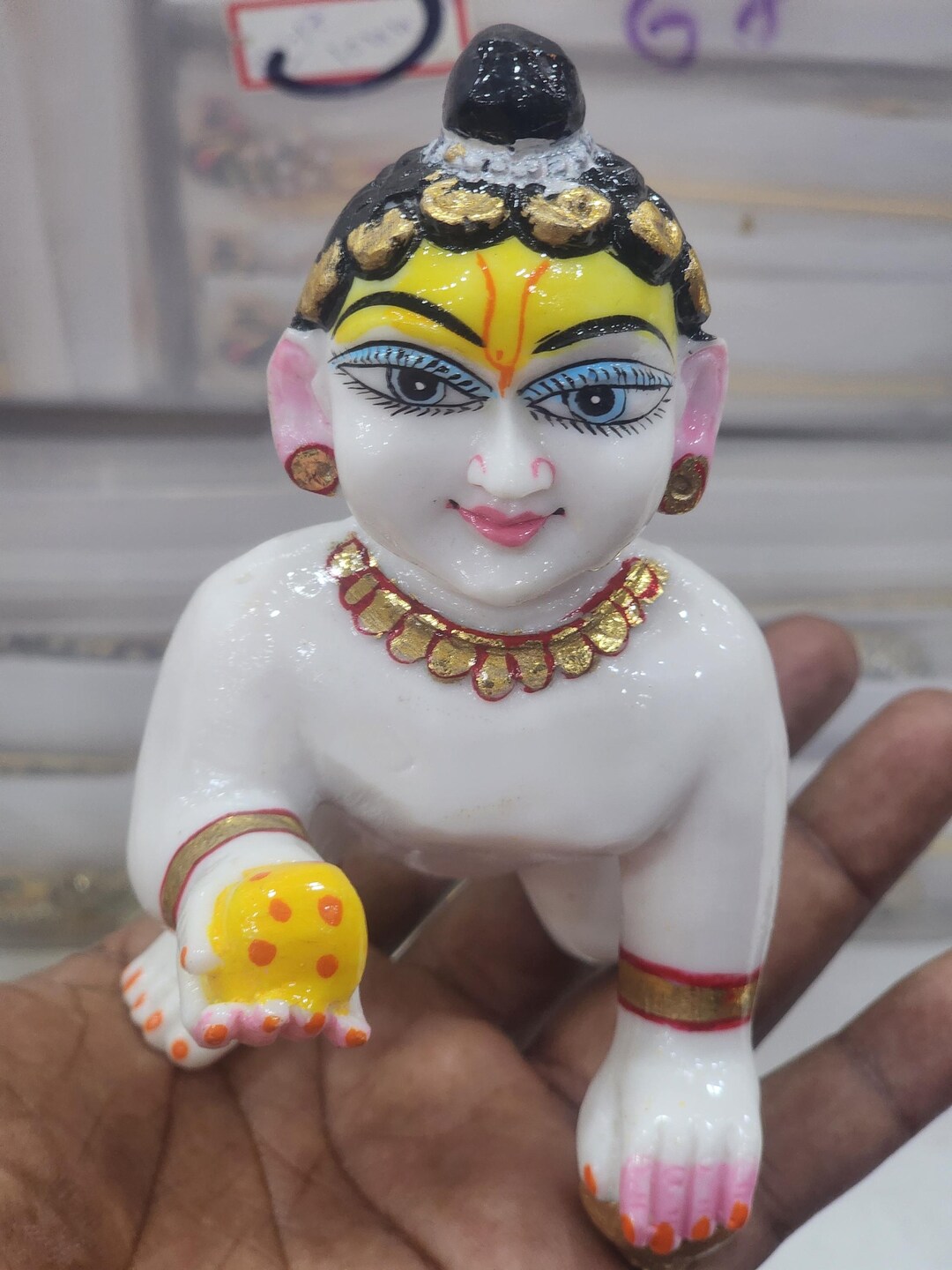 Vrindavan Fiber Laddu Gopal Idol – 5-inch Bal Gopal Krishna Statue for ...