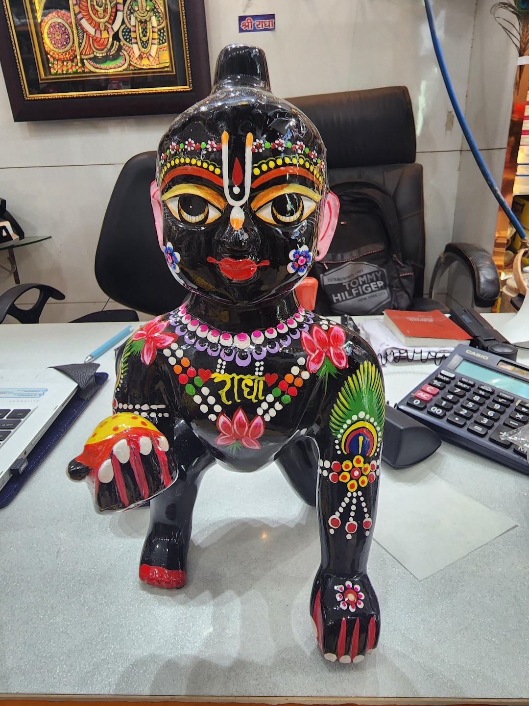 12inch/30cm Solid Brass Black Laddu Gopal Statue Finish, Vrindavan Made ...
