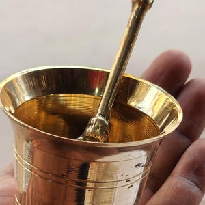 2-inch Brass Panchpatra Set With 5-inch Spoon | Handcrafted in ...